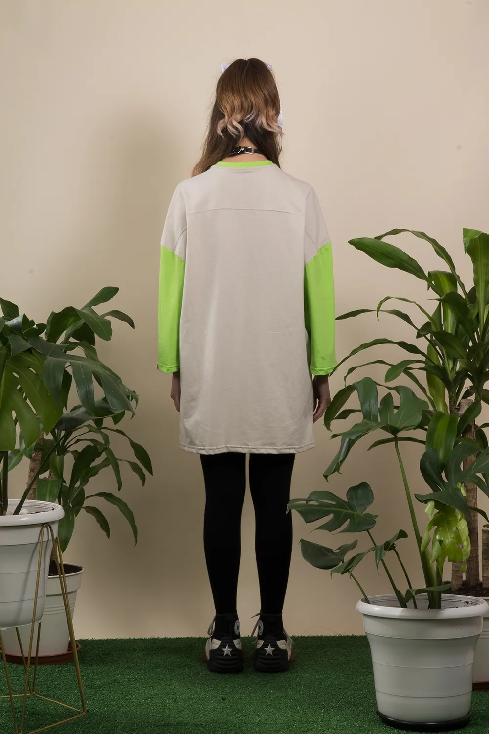 Camiseta Beige Panels Oversize 3 4 Haku Y Chihiro Unisex Rockgotá