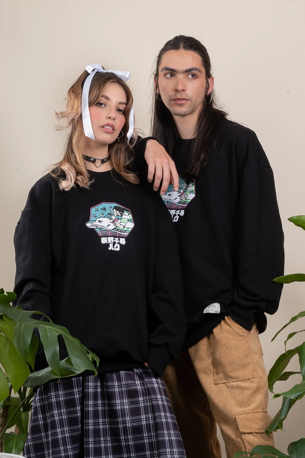 Sweater Negro Haku Y Chihiro Unisex Rockgotá